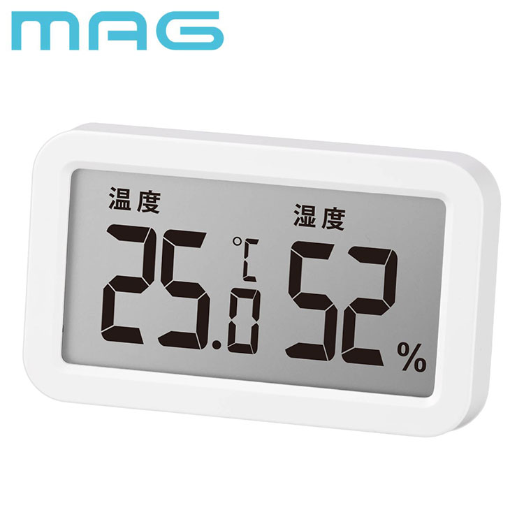 【機能】置掛兼用温度/湿度表示マグネットフック電波/非電波：非電波電源：CR2032コイン形電池×1材質(枠)：ABS樹脂原産国：中国【送料について】北海道、沖縄、離島は送料を頂きます。