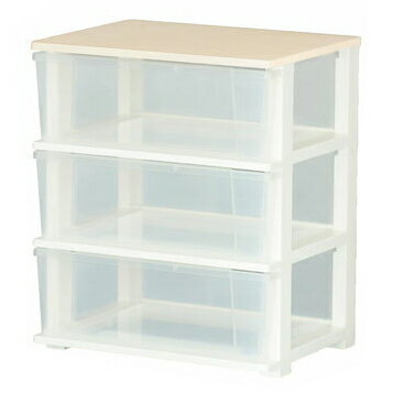 商品サイズ：幅54.5×奥行40.5×高さ64.5cm　5800g　材質：天板：木目調化粧繊維合板　本体：ポリプロピレン　原産国：日本　組立品　耐荷重：天板：約10kg　引出し1段あたり：約3kg　引出し内寸：(約)W451×D346×H1...