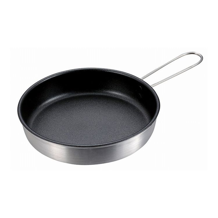 【商品説明】ハンドルが折りたたみ式でコンパクトに収納できるミニフライパンです。素材は軽くて扱いやすいアルミ製。お手入れ簡単なこびりつきにくいふっ素樹脂加工。小型ガスバーナーコンロにも使える携帯に便利なミニフライパンです。製品サイズ(約)17...