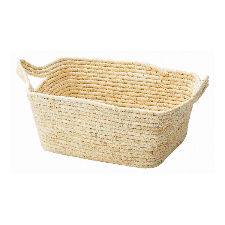 ひとつひとつ手作りで、温かみのあるメイズのバスケット。散らかりがちな小物などの収納に。ひとつひとつ手作りのため、色、サイズ、形状に差異がある。サイズ（約）幅48×奥行27×高さ14cm材質:メイズ【代引きについて】こちらの商品は、代引きでの...