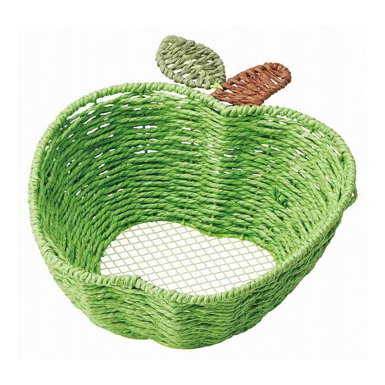 リンゴ型のバスケット。小物入れやお菓子入れなど、様々な用途に使用できる。インテリアとしても使える。一つ一つ手で作られた製品ですので、形やサイズ・ゆがみなど、若干の個体差がある。同じ商品でも色目が違う場合がある。1個あたりサイズ（約）幅20×...