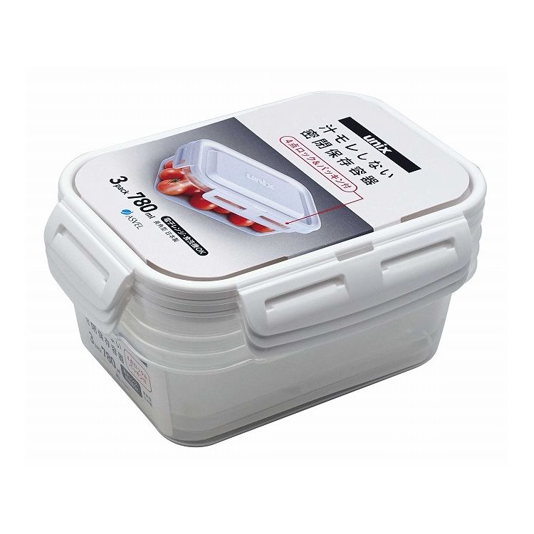 汁モレしない密閉保存容器4点ロック&パッキン付電子レンジOK1個あたりサイズ(約)幅12.8×奥行17.9×高さ6.5cm材質:本体・フタ/PP、パッキン/シリコーンゴム1個あたり重量(約)74g1個あたり容量(約)780ml耐熱温度（約）...