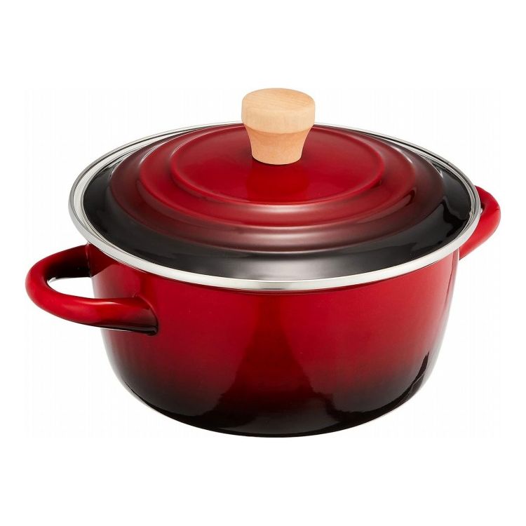 つるっとしたガラス質のホーロー鍋20cm。ホーロー製品は酸やアルカリに強いので、素材を生かした煮込み料理やジャム作りに最適です表面がガラス質なので、においがつきにくく、滑らかで洗いやすいので清潔さを保ちますサイズ（約）幅28×奥行22×高さ...