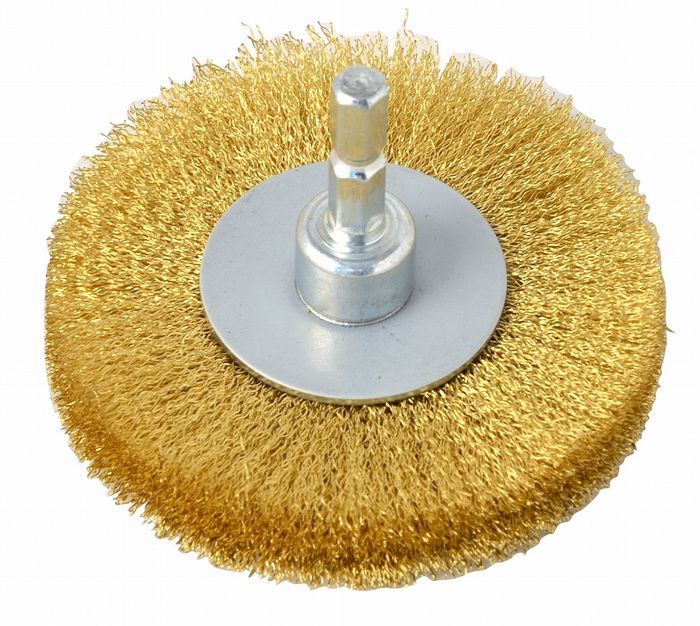 【商品詳細】真鍮材、銅材の表面研磨、バリ取り、各種木製品の木目だしに。用途：真鍮材、銅材の表面研磨、バリ取り、各種木製品の木目だし適用研磨物：真鍮材・銅材最高使用回転数：8000R.P.Mサイズ：75mm（0.15mm）六角軸：6.35mm...