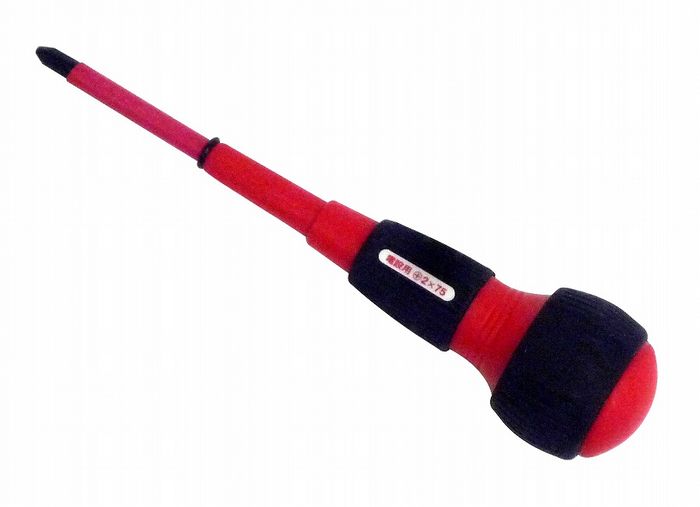 【商品詳細】電設用のドライバーです。サイズ：＋2×75mm全長：約157mm重量：約52gグリップ径：約35mm軸長：75mm注意：ネジのサイズに合ったドライバーをご使用ください。ハンマーで叩いて衝撃を与えないでください。ドライバーはバール...