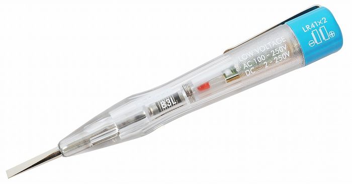 【商品詳細】オール電化200V時代の通電チェックにも対応。明るく光って良く見える。電池交換OK。長寿命LED。用途：一般家庭向通電・導電テスト用検電範囲：AC100〜250V・DC2〜250V刃幅：4mm刃厚：0．45mm軸長：20mmグリ...