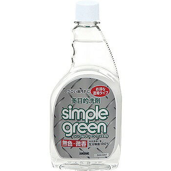 【商品詳細】色、匂いなどが問題になる食品工場や業務用全般に適した、無色透明、微臭のシンプルグリーンです。ご家庭でもお使いいただけます。内容量:500ml生分解性:100％（OECD 301D Protocol) 国際標準無毒性:原液はph9...