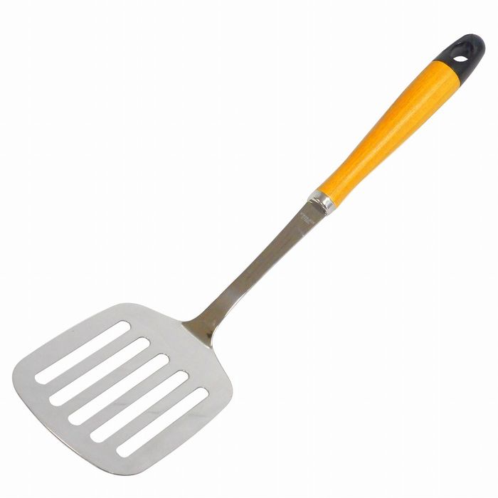 【商品詳細】手にやさしい木柄ハンドル全長:320mm皿部サイズ（約）:幅80mm×長さ110mm耐熱温度:フック部80度注意:火に近づけたり、直接火に触れないようにしてください。鍋などに中に入れたままにしないで下さい。最初に使用する時や使用...