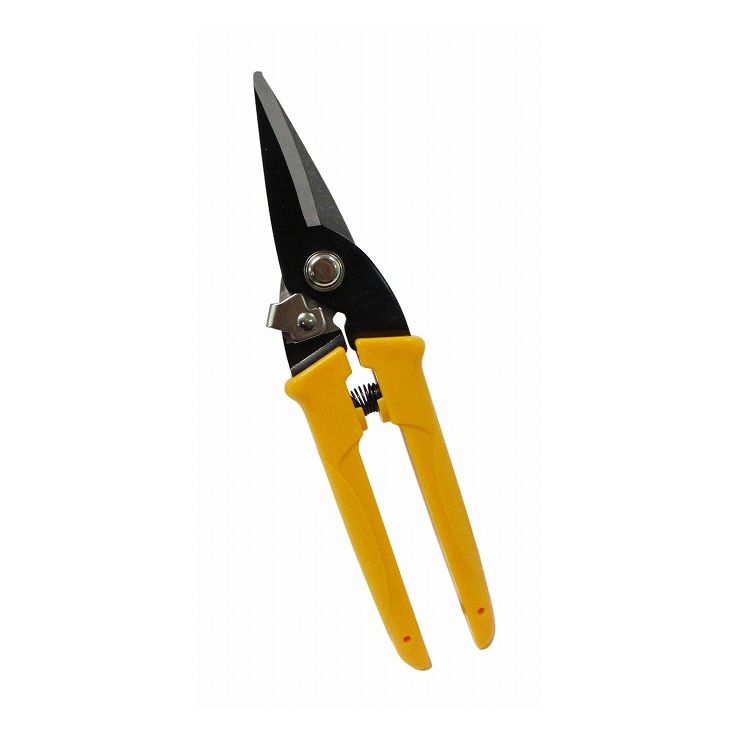 【商品詳細】2枚の刃にアール刃を採用し、刃先でも軽い力で切れやすいです。焼入硬度HR60度以上で電気コードやトタン板がスムーズに切れやすいです。かしめ部はスプリングワッシャー入りでガタつきにくいです。用途：トタン板、ブリキ、電気コード、銅線...