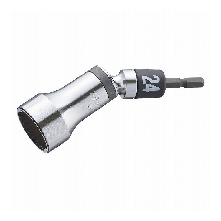 【商品特長】【生産国】日本【材質】SCM435【仕様】用途：配管フランジ部、ホールダウン金物対辺寸法：24mm全長：117mm重量：170g保証トルク(N・m)：75六角シャンク部：6.35mm首振り角度：30°18V対応、シャンク圧入、1...