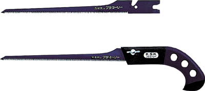 【メーカー型番】PMSP【JANコード】4985572003528【ブランド】KSK【特徴】●1本のグリップで塩ビパイプ用・廻し引き用鋸刃が使用できます。【用途】●壁板の廻し引き用。【仕様】●刃長(mm):210●全長(mm):320●摘要...