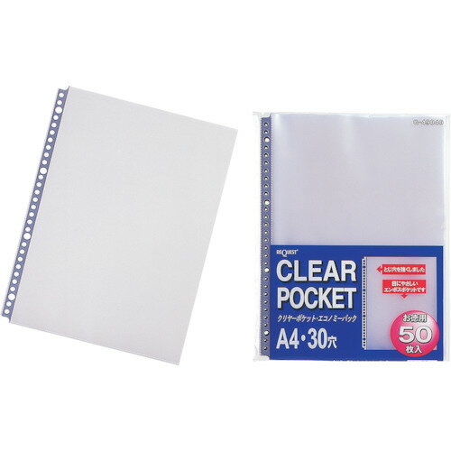 【商品詳細】●とじ穴部をテープで補強しています。●タイプ：A4タテ型30穴●規格：A4●色：透明●ポケット厚さ(mm)：0.06●パック入数(枚)：50●適合ファイル：G3801、G3802、G3803●ポリプロピレン●中台紙は付属していま...