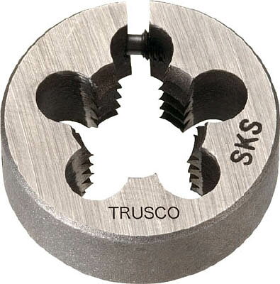 【メーカー型番】T38D-16X2.0【JANコード】4989999111934【ブランド】TRUSCO 　【特徴】●調整ねじ付なので寸法調整ができます。●ねじ山を修正する時にも使用できます。●丸ダイス38径用です。【用途】●被削材:鉄、軽...