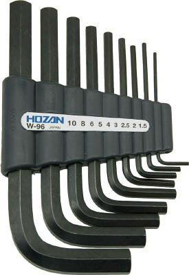【メーカー型番】W-96【JANコード】4962772080962【ブランド】HOZAN 【特徴】●一般的なサイズを揃えたセットです。【用途】【仕様】●セット内容(mm):1.5、2.0、2.5、3、4、5、6、8、10●セット内容(本):...