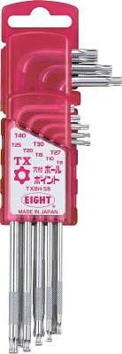 【メーカー型番】TXBH-8【JANコード】4984798200612【ブランド】エイト【特徴】●いじり止めねじに対応した両端穴付のレンチです。●いじり止めねじに対応した両端穴付のレンチです。●国産初のトルクスねじ対応、ボールポイントです。...