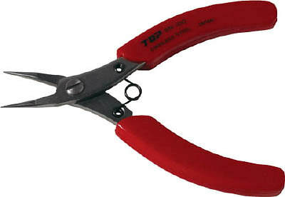 【メーカー型番】RN-100【JANコード】4975180881618【ブランド】TOP【特徴】●先端部断面が丸くリード線を傷つけずに曲げられます。●特殊グリップで作業性が高まります。●ステンレス製ですので、さびにくく、耐摩耗性に優れていま...