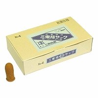 【商品説明】　すべり止め付きの肉厚指サック。'■指サック＜箱入＞■卓上小物■規格：中A（NO．4）■内径×長：18×48mm■1箱入数：50個■色：ベージュ■材質：天然ゴム■厚さ：0．5mm