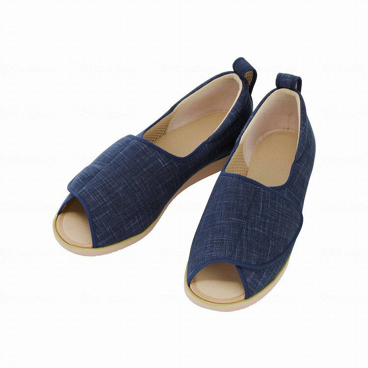 ○施設・院内用足元明るく、気持ちはスマイル。軽くて履き心地よく、一日履いても疲れにくい。1．マジック部分を足の状態に合わせて調整可能2．甲が全開するので脱ぎ履き簡単3．かかとループで着脱簡単4．つま先が全開し、甲高幅広にも対応5．内素材は通...