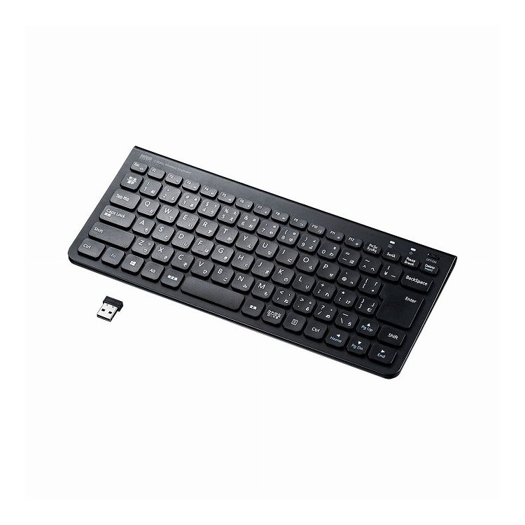 【商品特長】無駄を省いた薄型＆コンパクトなパンタグラフ式ワイヤレスキーボード。ブラック。●電波の到達距離の長い、周波数「2.4GHz」ワイヤレス設計です。最大10m離れた場所からでも動作可能です。●最薄部6mmの超薄型形状です。最厚部でも1...