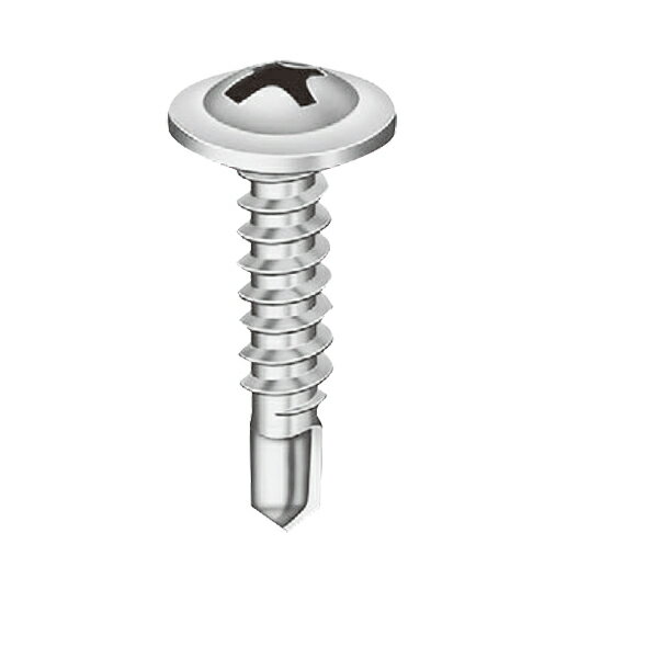 【商品詳細】薄鋼板+鉄骨用ドリルビス　座ぐり穴付金物+鉄骨用ドリルビス　建築板金外壁などで軽量型鋼(C型鋼)厚さ1.6ミリ以上の下地材に薄鋼板等を下穴なしで取り付ける際に使用します。　取付物の厚み＋下地の厚み＋10mm〜14mm(4mm径で...