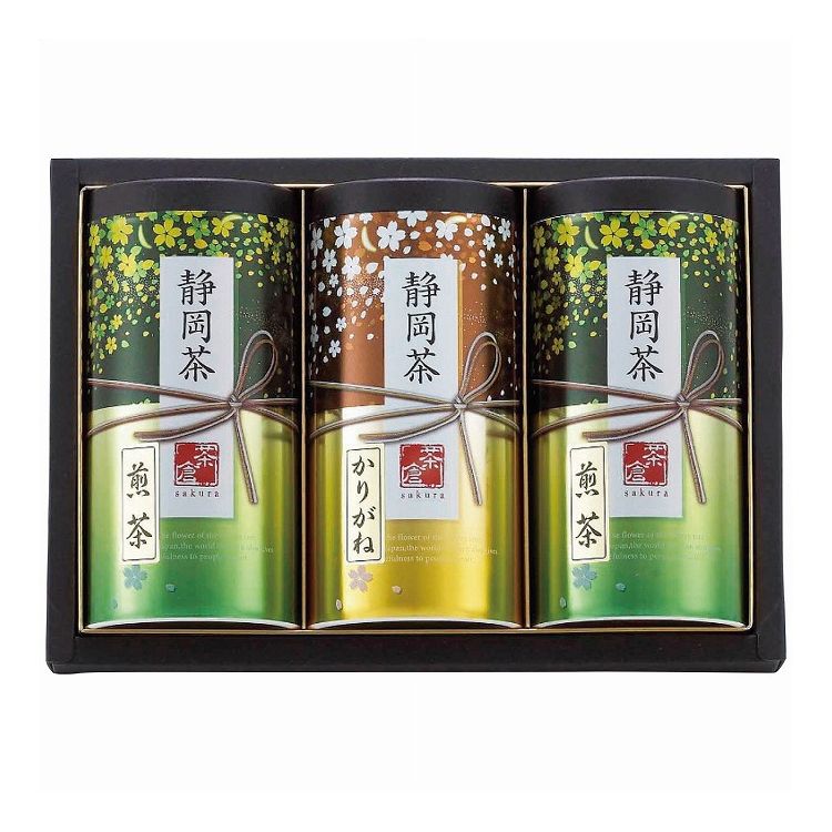 【商品説明】静岡茶の香り豊かな贈りものです。原材料表記緑茶アレルギー設定なし賞味期限製造日より常温約360日※別途パッケージに記載内容量煎茶80g×2缶・かりがね茶80g×1缶メーカー名山田園【送料について】北海道、沖縄、離島は送料を頂きます。