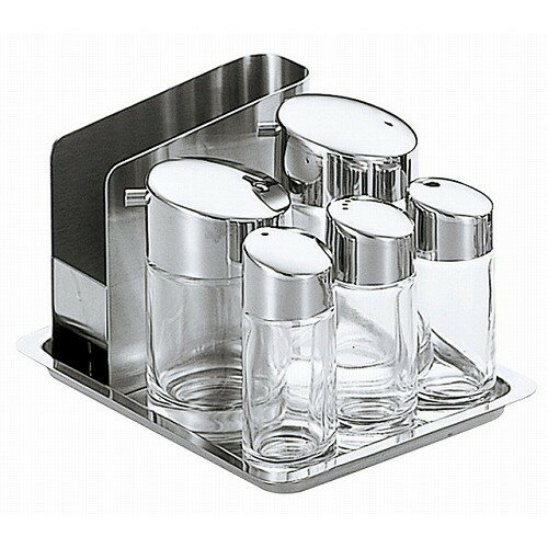 ■商品説明●ソースさし、正油さし、塩入れ、コショウ入れ、楊枝入れ、ナフキン立■直径・サイズ160×120×H104■深さ■重さ900g■容量【代引きについて】こちらの商品は、代引きでの出荷は受け付けておりません。【送料について】北海道、四国...