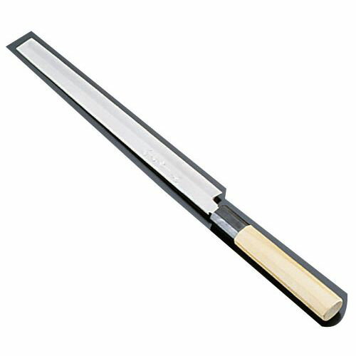 堺孝行 シェフ和包丁 銀三鋼 蛸引 24cm ASE03023 JANコード 4582226371424●サイズ(cm):24●全長(mm):380●重量(g):110●背厚(mm):3.0■※庖丁の表示サイズは、マチ付庖丁は刃先からマチま...
