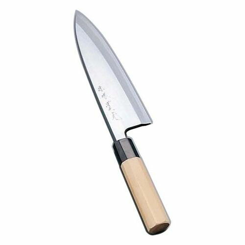 堺寛光 紋鍛 出刃包丁（片刃） 19.5cm AZT1705 JANコード 4974158093855●サイズ(cm) :19.5●全長(mm):345●重量(g):370●背厚(mm):8.0●材質：刃身:青鋼二号、柄部:八角水牛柄■※庖...