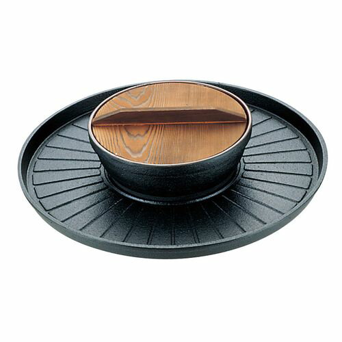 三和精機 （S）焼きしゃぶ鍋 B-35 QSY51 JANコード 4560378692390●外径×高さ(mm):347×65●(しゃぶ鍋サイズ)外径×高さ(mm):180×60●容量(L):0.7●重量(kg):4.6●底径(mm):14...