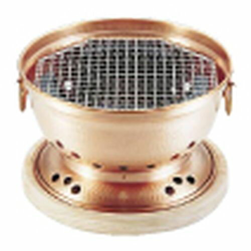 アサヒサンレッド 銅 炭用水コンロ（台付） QMZ19 JANコード 4582225497569●直径×高さ(mm):264×146●材質：銅　鋳鉄　ステンレス網　MDF■本格的な炭火焼肉がたのしめます。■水コンロ式で煙が少ないコンロです。...