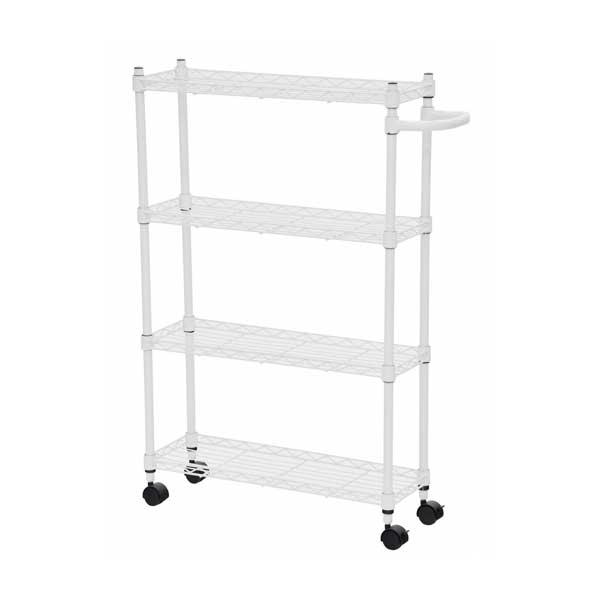 全体サイズ（約）:幅200×奥行600×高さ945mm主材:スチールパイプ:直径19mm×1.0mm、組立式粉体塗装、キャスター、取っ手付き静止耐荷重:全体40kgまで【代引きについて】こちらの商品は、代引きでの出荷は受け付けておりません。...