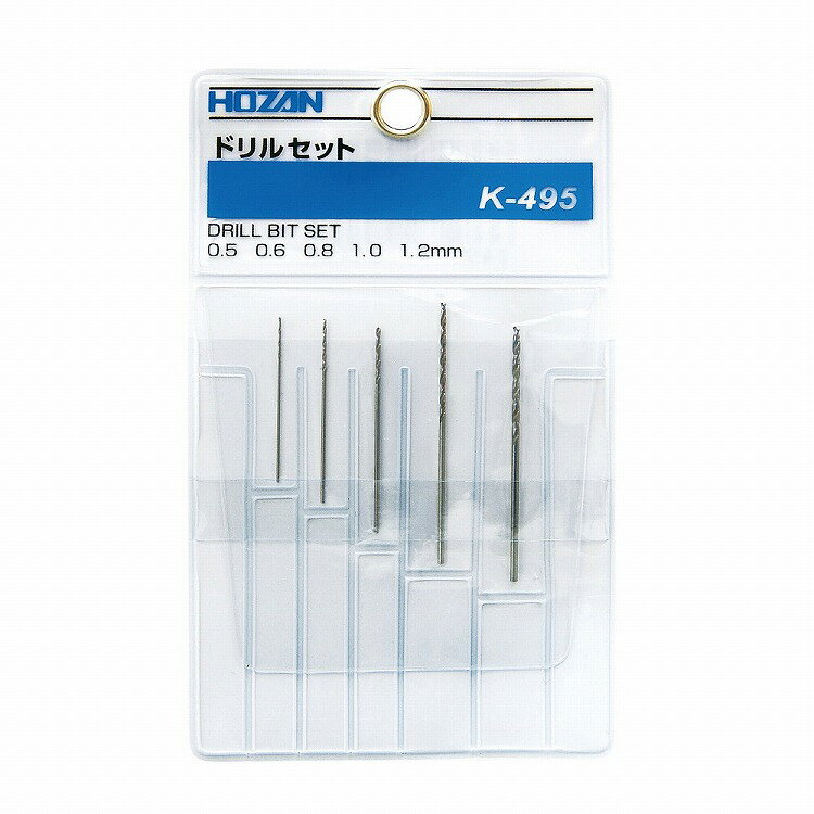 商品説明●ピンバイス(K-501/502)との組み合わせに使える小径サイズのセットで、基板のランド穴加工に適しています。●RoHS規制の特定有害物質を含まない製品です。スペック●入組数：5●重量(g)：5セット内容/付属品ドリル：0.5/0...