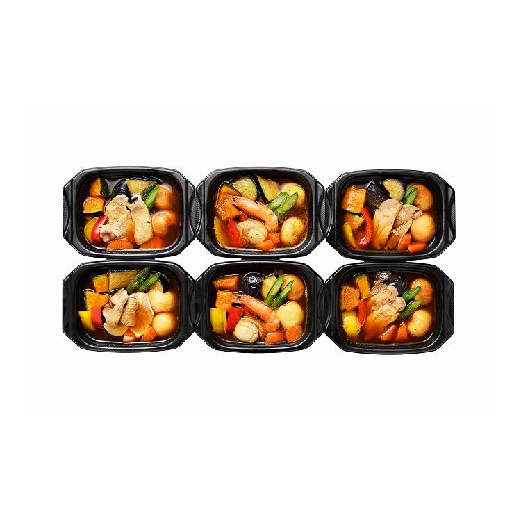 【商品詳細】北海道のソウルフード「スープカレー」をご家庭で。チキン、シーフード、ポークの3種のスープカレーをあつあつでお楽しみください。アスパラ、パプリカなどの彩り野菜をトッピングしました。電子レンジで温めるだけの簡単調理です。保存方法:冷...