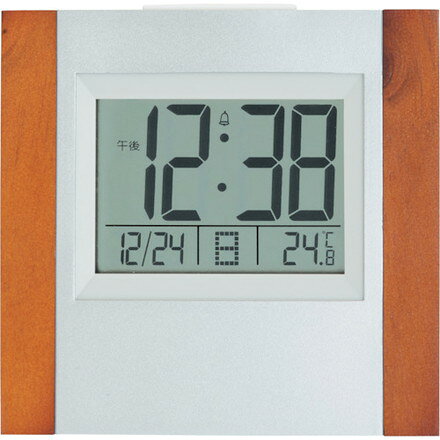 【商品スペック】特長●コンパクトで大画面な電波時計です用途仕様●幅(mm)：114●奥行(mm)：37●高さ(mm)：110●色：シルバー●電源：単4×2個●電池寿命：約1年●電源(V)：単4×2個仕様2●電波・日付・アラーム・スヌーズ・温...