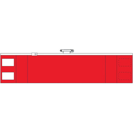 【商品スペック】特長●お客様がパソコンで製作したオリジナル文字の用紙を差し込めます。用途●腕章として使用。仕様●色：赤●縦(mm)：90●横(mm)：420●摘要：記入用紙1枚付70×220、差込式（ファスナー付）仕様2●マジックテープ付・...