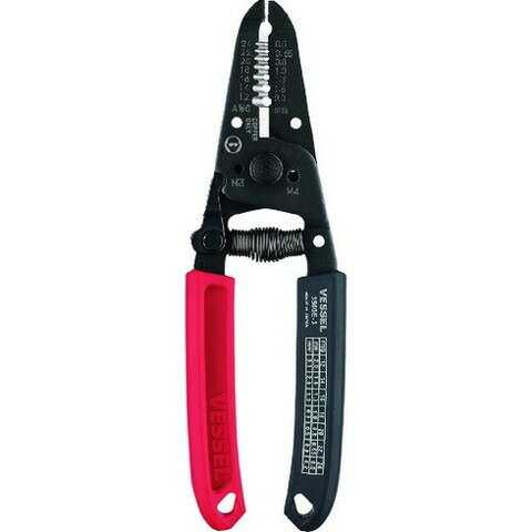 【商品詳細】●自然に握り方向が決まるダブルカラーで作業効率がアップします。●真円形状で芯線を傷つけません。●小ねじ・ボルトの切断機能付（M3/M4用）です。●グリップを握りこんだときに芯線に刃があたらない寸法で穴径を設定しているので、芯線を...