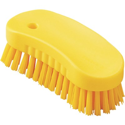 特長●握りやすい形状のハンドブラシです。●三角柱の独自毛材を使用しています。仕様●色：黄●縦(mm)：120●横(mm)：45●厚さ(mm)：40●耐熱温度(℃)：120●毛質：ソフト●線径(mm)：0.2仕様2●HACCP対応清掃用品材質...