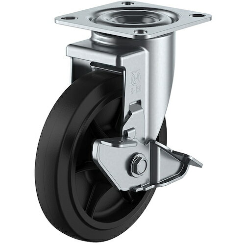 特長●取付ピッチが自在、自在ストッパー付、固定式共に同一です。●走行性に優れたゴム車輪を使用しています。用途●ロールボックスパレット、台車。仕様●許容荷重(daN)：150●許容荷重(kgf)：153●車輪径D(mm)：125●車輪幅(mm...