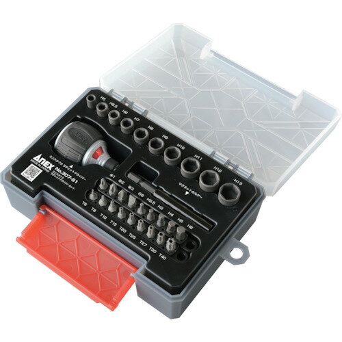 特長●スタービータイプのラチェットドライバーで狭い所のネジ回しができます。●強力本締め・軽い早回しのラチェット機構です。●ビットの延長ができ、ネジをしっかりキャッチできる強力マグネットホルダーをセットしています。●超短ビットは全28サイズで...