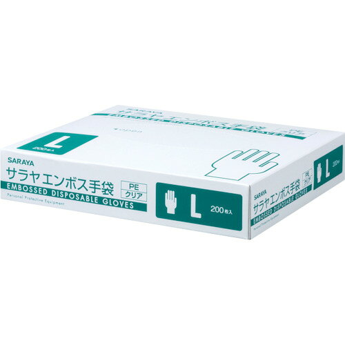 ●コストパフォーマンスに優れたポリエチレン製エンボスタイプの手袋です●使い捨て手袋として。●色：クリア●サイズ：L●全長(cm)：28.5●中指長さ(cm)：7.5●粉(あり・なし)：なし●エンボス加工：あり●食品衛生法：適合品●左右の区別...