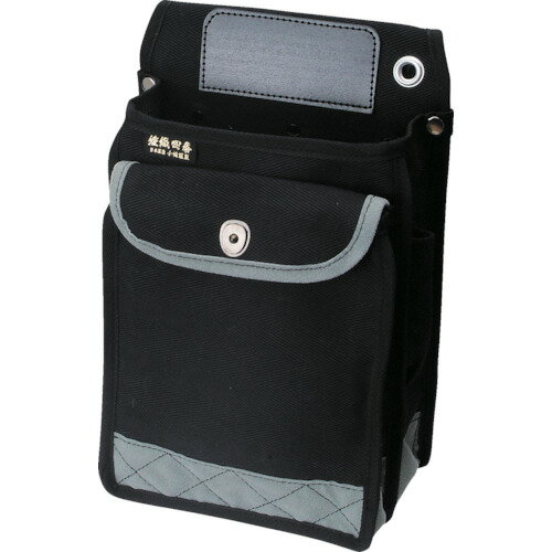 ●丈夫な国産厚綿布を使用しています。●パラフィン防水加工を施しています。●ベルト通部分にヨレ止め付きです。●前面フタ付ポケットです。●作業工具、電動工具等の収納に。●色：黒●形状：電工用腰袋デラックスタイプ●幅(mm)：215●奥行(mm)...