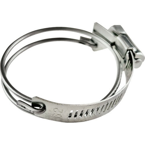 ●コルゲートタイプのビニールホース用です。●空調用ダクトホース・一般デリバリーサクションホース用に●最大径(mm)：62●最小径(mm)：54●線径(mm)：2．6●カフス：小（30目）●スクリューHEX(mm)：10●右巻用ホース用バンド...