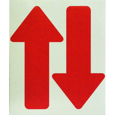 【商品詳細】●表面梨地エンボス仕上げなので滑りにくく耐摩耗性に優れています。●しっかり貼れてきれいにはがせます。●室内の誘導や順番待ちに。●ソーシャルディスタンスの確保に。●色：赤●表示内容：矢印●取付仕様：粘着シール●縦(mm)：128●...