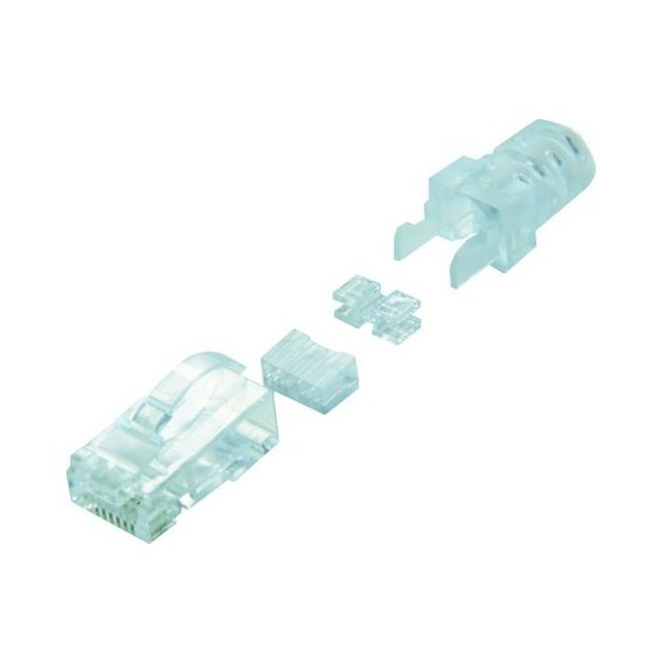 【商品詳細】●単線、より線対応の高性能RJ45プラグです。●ラッチ部折れ防止ため、アーチ型形状を採用しています。●部品数が少なく、良好な施工が可能です。●LANケーブルのプラグ加工に。●種類：カテゴリ6●適合ケーブル：UTPケーブル(AWG...