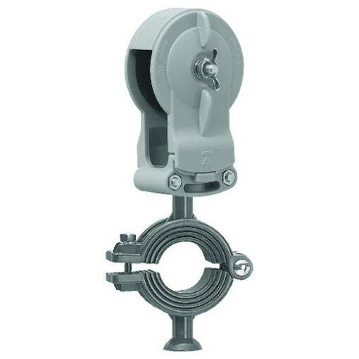 【商品スペック】特長●メッセンジャーワイヤ用樹脂滑車です。●着脱がワンタッチで行えます。用途●電動工具・ホイスト等移動機器の給電電線用滑車。仕様●耐荷重(kgf)：7●適合ケーブル径(mm)：30〜45●吊り数：1●H(mm)：194●P(...