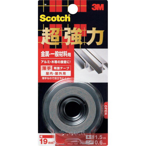 メーカー：スリーエムジャパン【商品特徴】●耐候性、耐熱性に優れたアクリルフォームテープです。●アルミ、ステンレスなどの金属の接着にお勧めです。【仕様】●色：グレー●幅(mm)：19●長さ(m)：1.5●厚さ(mm)：0.6●テープカット条件...
