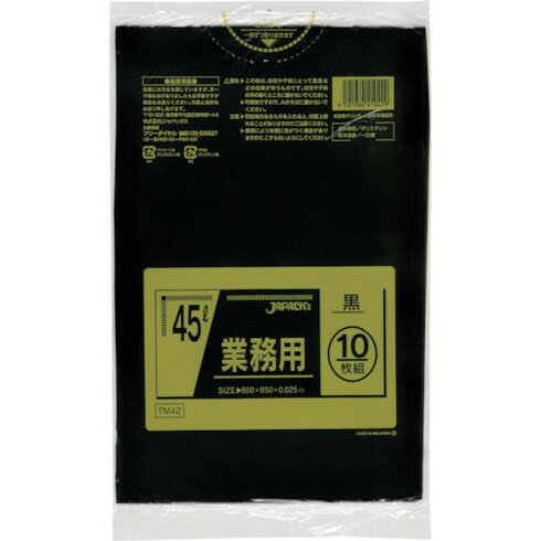 【商品スペック】特長●メタロセン配合スタンダードポリ袋です。用途●45Lポリ袋・ゴミ袋、非食品用。仕様●縦(mm)：800●横(mm)：650●厚さ(mm)：0.025●容量(L)：45●色：黒仕様2●製造国3：TH:タイ材質／仕上●LLD...