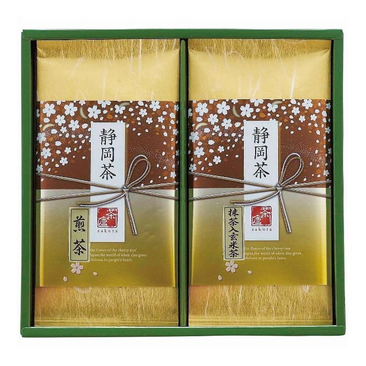 【商品説明】静岡茶の香り豊かな贈りものです。原材料表記緑茶,ロースト米,抹茶アレルギー設定なし賞味期限製造日より常温約360日※別途パッケージに記載内容量煎茶50g・抹茶入り玄米茶50g各1袋メーカー名山田園【送料について】北海道、沖縄、離...