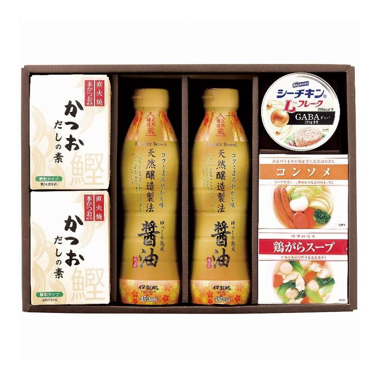 【商品説明】厳選した食卓の必需品を心を込めてお届け。原材料表記　○だしの素：食塩（国内製造、韓国製造）、砂糖類（グラニュー糖、乳糖）、風味原料（かつおぶし粉末、かつおエキス）/調味料（アミノ酸等）　○シーチキン：きはだまぐろ（輸入又は国産（...