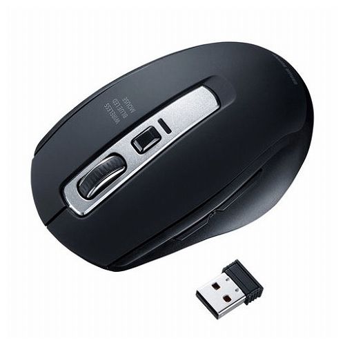 【商品特長】●手のひらにフィットするワイヤレスブルーLEDマウスです。●進むボタンより戻るボタンを大きくしており戻るボタンが押しやすいデザインです。●左右クリック、サイドボタン、カウント切替えボタンに静音スイッチを採用しています。●赤色の光...